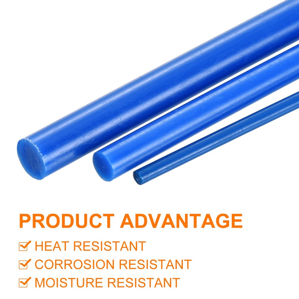 5 Pcs Blue Plastic Rods 6 x 250mm ABS Round Stick Solid Bar DIY Model ...