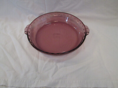 PYREX Visions 10" Glass Pie Plate #229 Cranberry Fluted Edge w/ Handles ...