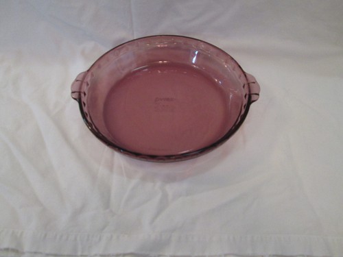 PYREX Visions 10" Glass Pie Plate #229 Cranberry Fluted Edge w/ Handles ...