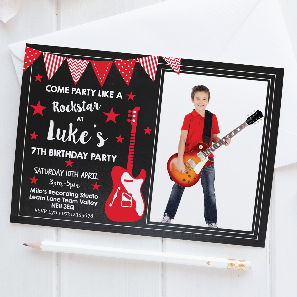 Electric Guitar Birthday Invitations