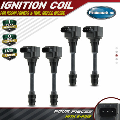 Set of 4 Ignition Coils for Nissan X-Trail T30 Primera QR20DE QR25DE ...