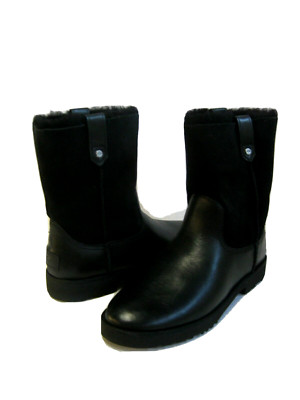 UGG ROMELY SHORT WOMEN BOOTS LEATHER BLACK US 9.5 / UK 7.5 /EU 40.5 | eBay