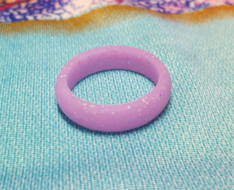 Glow Dark Glitter Sparkling Sparkle Women Silicone Wedding Sport Ring 6 ...