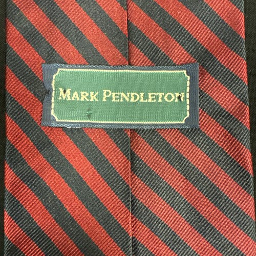 Vintage Mark Pendleton 100% Silk Black Dark Red Striped Tie 3.75 X 56 ...