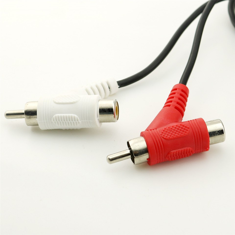 RCA Stereo Audio Piggyback Cable 2 x RCA Phono Male + 2x RCA Piggyback ...
