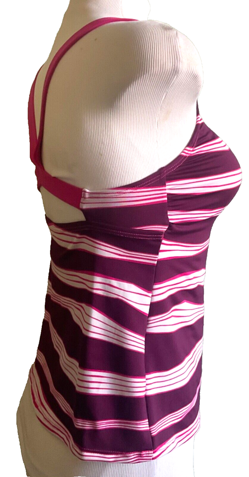 NEW Nike Womens SMALL Swim Top Move to Zero Carbon Recycled Striped ...