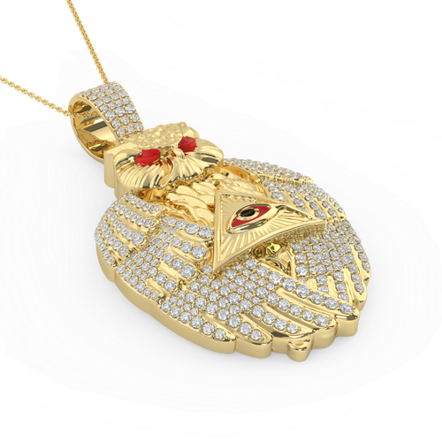 Real Moissanite Diamond Freemasonry Eye Masonic Owl 14K Gold Over ...