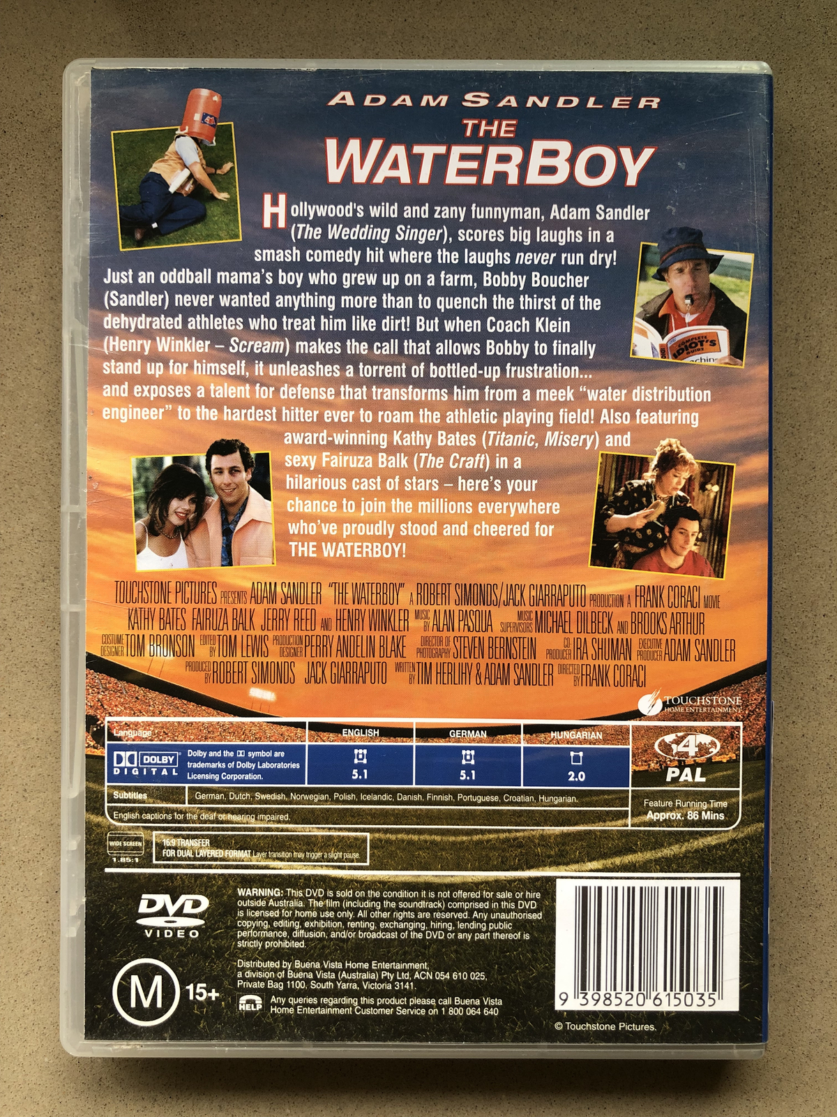 The Waterboy (DVD 1998) Region 4 Comedy,Sport, Adam Sandler, Kathy ...