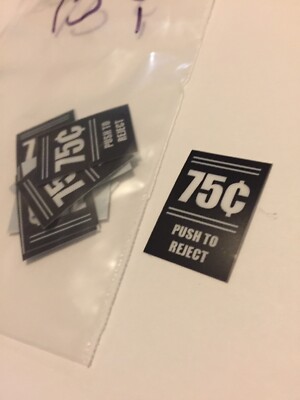 Push To Reject Arcade Coin Door Button Insert - .75¢ Cents - 10 Pack ...