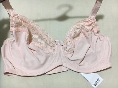 M&S UNDERWIRED MINIMISER Full Cup Bra With LACE In PALE PINK Size 32C ...