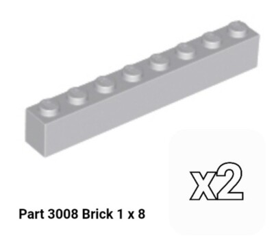 NEW LEGO Parts 3008 LIGHT BLUISH GRAY 1x8 Brick - Lot of 2 - 4211392 | eBay