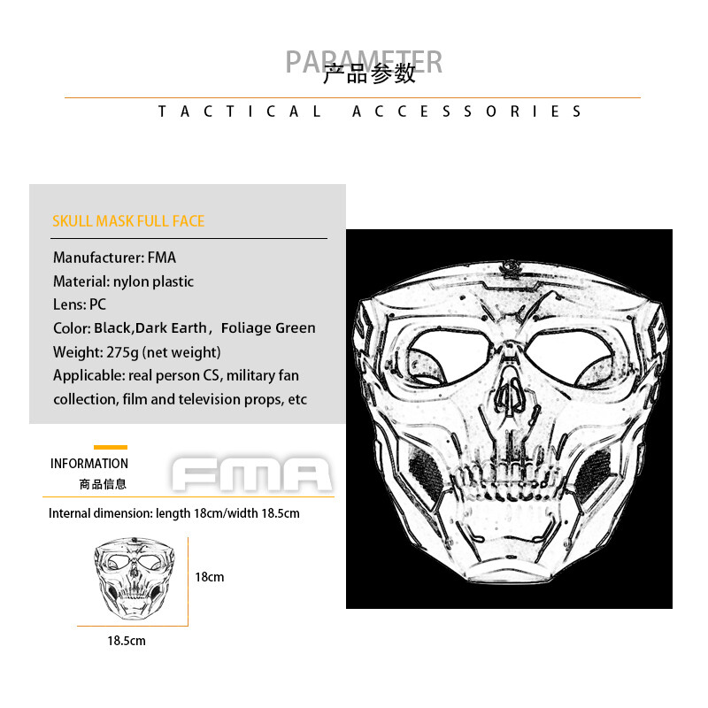 FMA Skull Face Mask Tactical Ful Face Mask Skull Protective Duty Army ...