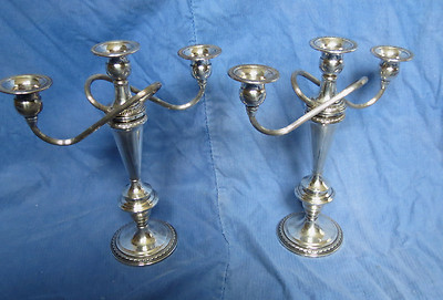 BEAUTIFUL PAIR LA PIERRE STERLING SILVER CANDELABRAS CANDLESTICKS ...