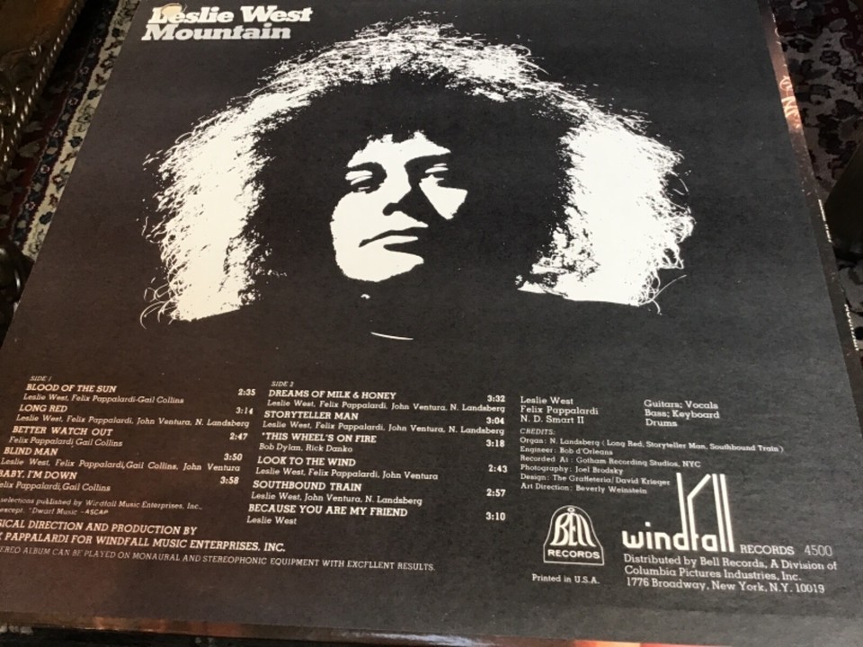 LESLIE WEST “MOUNTAIN/WINDFALL” 1969 VINYL LP, WINDFALL RECORDS ...