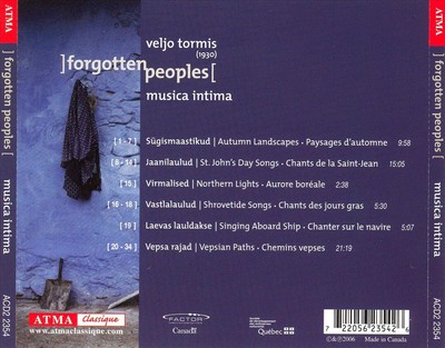 MUSICA INTIMA VELJO TORMIS: FORGOTTEN PEOPLES NEW CD 722056235426| eBay