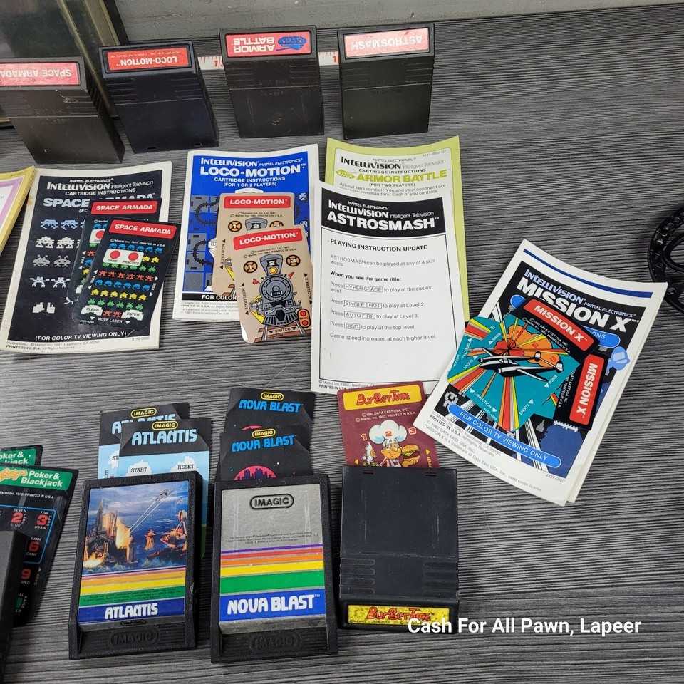 Vintage Lot of 12 Intellivision Games Cartridges overlay manual burger ...