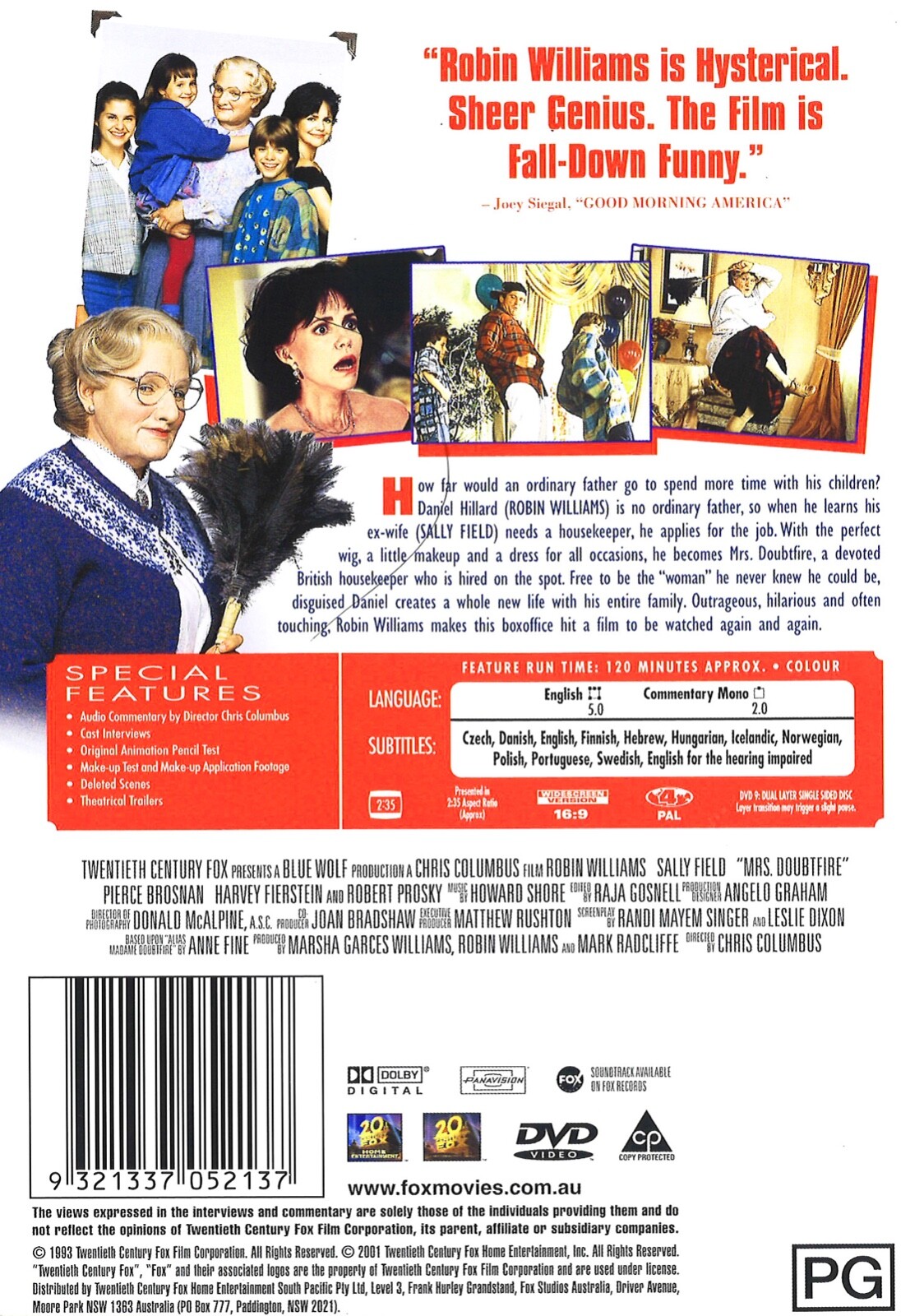 235A NEW SEALED MRS DOUBTFIRE DVD Region 4 | eBay