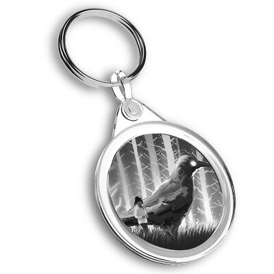 Keyring Circle - BW - Electric Crow Bird Raven Fantasy #36004 | eBay