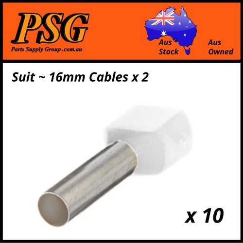 Cable Ferrules TWIN 16mm2 x 10 pack, Bootlace, Pin Crimps, Wire Sleeves ...