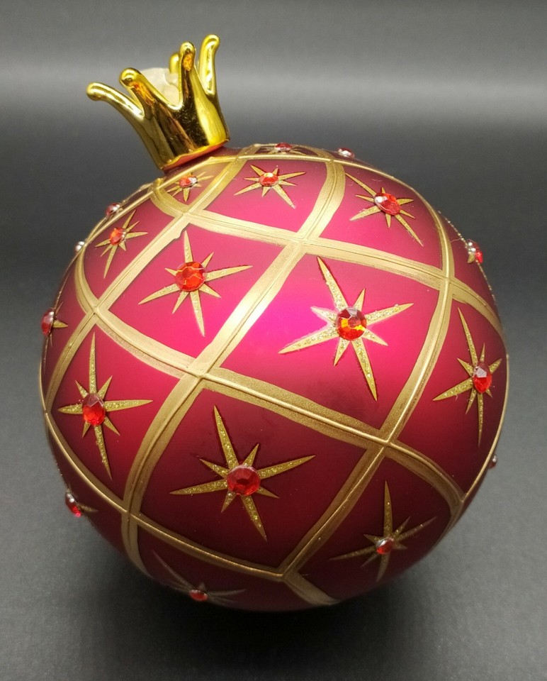 A135# Luxury Glass Ball Red Bauble With Porcelain Crown Cap Christmas ...