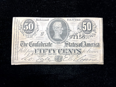 Confederate 50 Cent Note (UNC) Feb. 17, 1864 Richmond | eBay