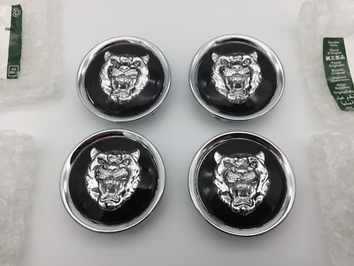 GENUINE JAGUAR BLACK / SILVER ALLOY WHEEL CENTRE CAP BADGES NEW ...