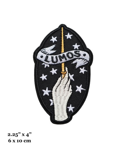 Harry Potter Themed Lumos Light Spell Hand Wand Wizard Embroidered Iron ...