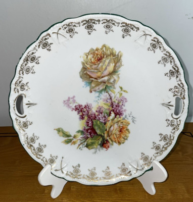 Antique Three Crown China Germany Roses Cake Plate - 9 3/8" - Gold ...