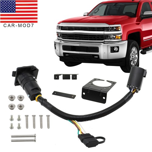 7 Way Trailer Wiring Harness 4 Way Flat Plug Kit For Chevy Silverado ...