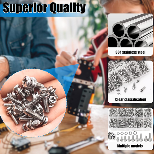 500PCS Small Nut and Bolt Assortment Kit,M2 M2.5 M3 M4 M5 Metric ...
