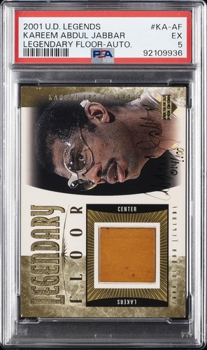 2001 UD LEGENDS LEGEND FLOOR AUTO #KA-AF KAREEM ABDUL JABBAR 14/100 PSA ...