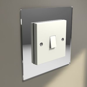 Chrome Effect Single Switch Plug Surround Acrylic Mirror Finger Plate Panel