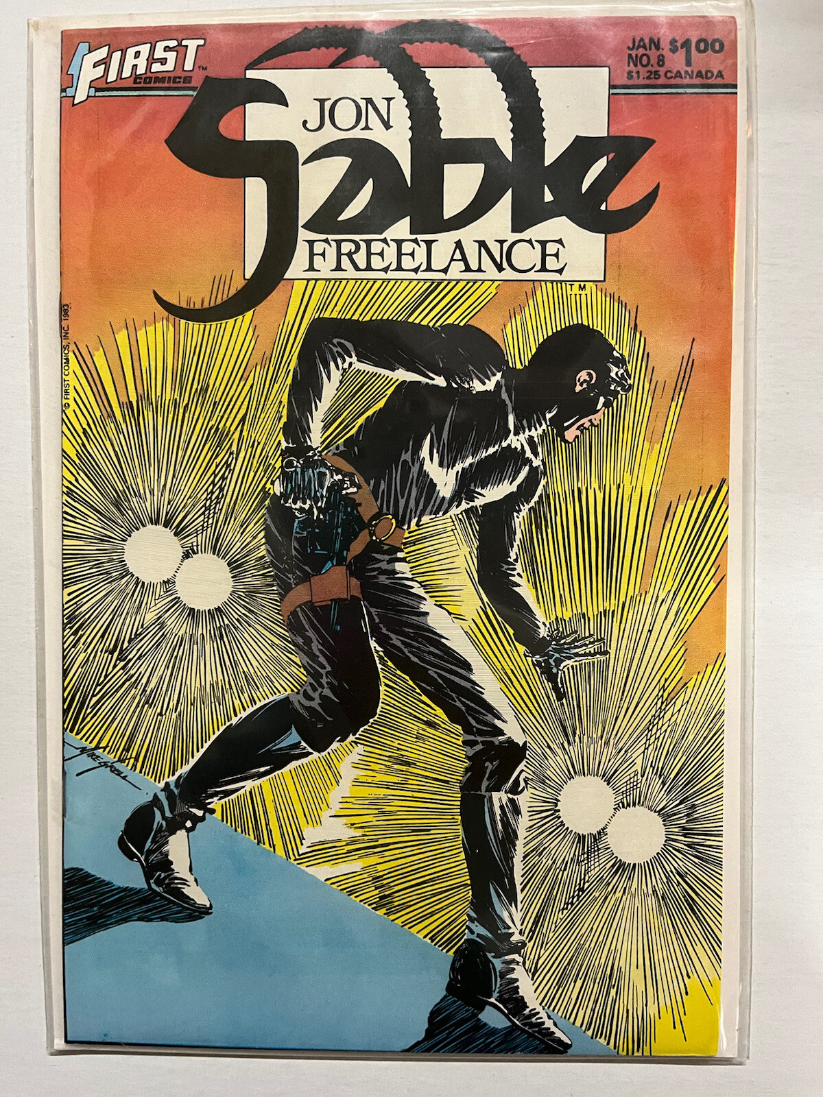 Jon Sable Freelance #8 VF/NM 9.0 (First Comics 1983) Art by Mike Grell ...
