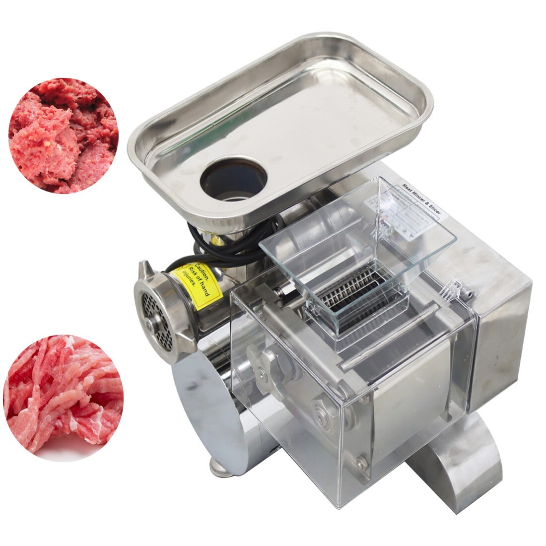 110V Dual-purpose Meat Grinder&Cutter 5MM Blade&6MM Grinding Plate ...
