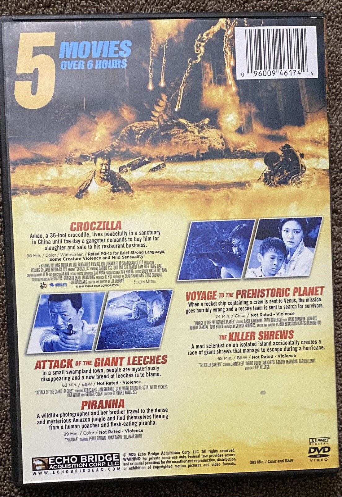 Croczilla (DVD, 2020) + 4 Bonus Movies Killer Shrews, Piranha, Attack ...