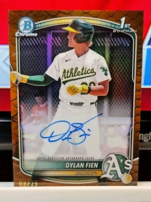 2025 Bowman #CPA-DF Dylan Fien 1st Chrome Reptilian Orange Auto 09/25 ...