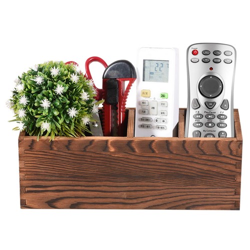 Wooden Remote Control Holder, Caddy, Organizer,Desktop Storage with 4 ...