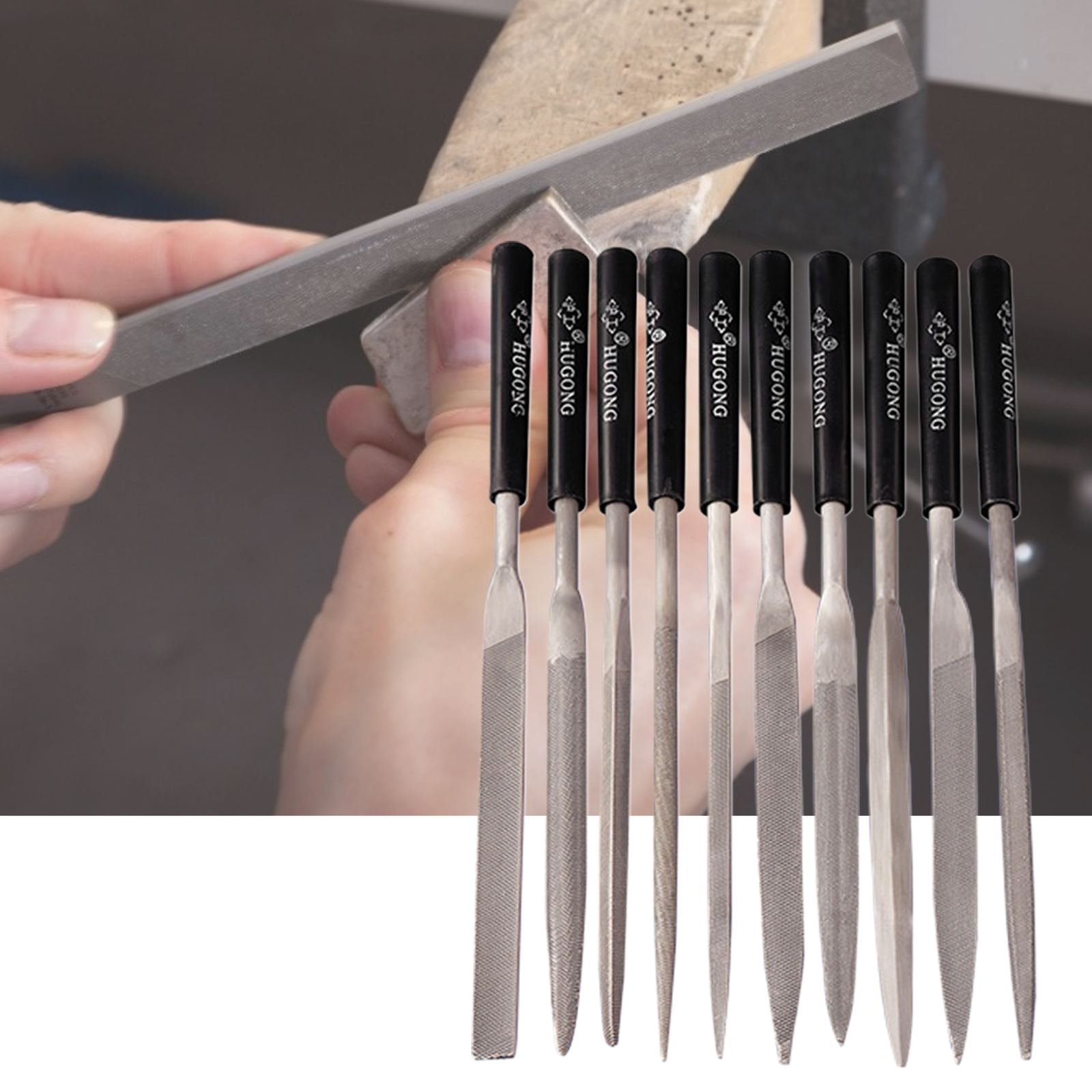 10pcs/set Metal File Hard Fine Gear Cutting Exquisite Ergonomic Handle ...