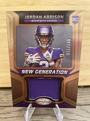 2023 PANINI CERTIFIED JORDAN ADDISON NEW GENERATION RC PATCH /349 ...