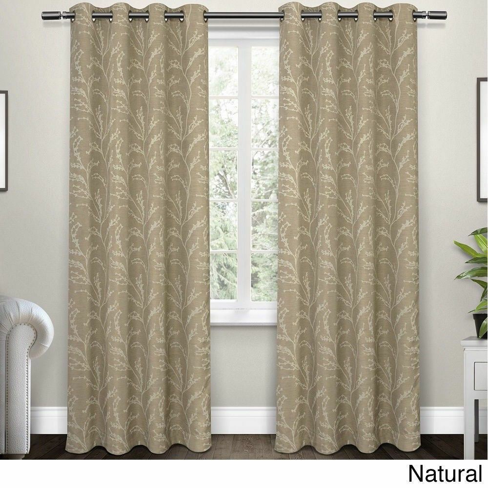 Set 2 Tan Beige Floral Curtains Panels Drapes 84 96 108 inch L Blackout ...