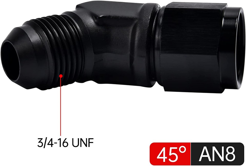 Swivel Hose Fitting 8AN Female to 8AN Male Flare 45 Degree Adapter ...