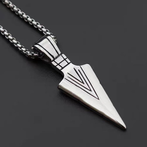 Mens Silver Spear Arrowhead Pendant Necklace Punk Jewelry Stainless ...