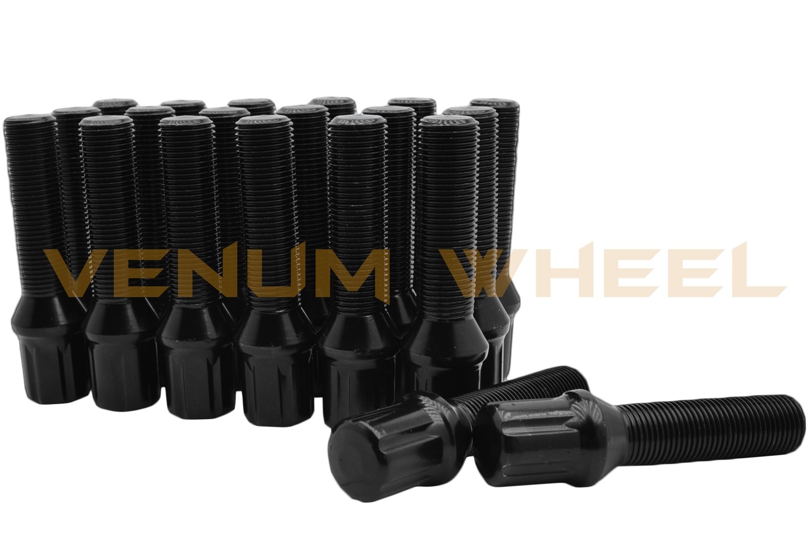 20 Pc BMW 12x1.5 Black Spline Tuner Lug Bolts 55mm Shank + 2 Security ...