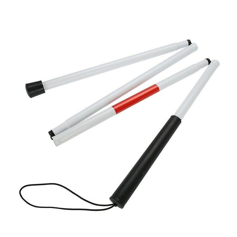 White Visually Impaired Walking Stick Easy Folding Crutch Aluminium ...