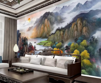 3D Mountains River 8979 Wallpaper Mural Wall Print Wall Wallpaper ...