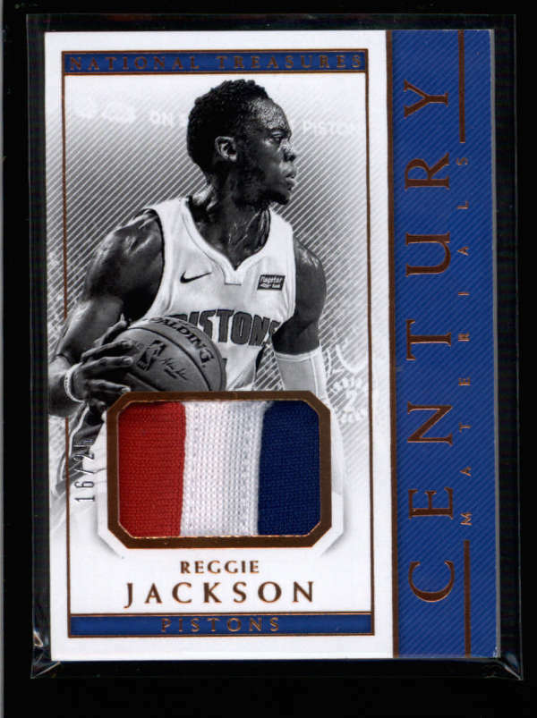 REGGIE JACKSON 2017/18 NATIONAL TREASURES CENTURY 3-CLR GAME PATCH #16/ ...