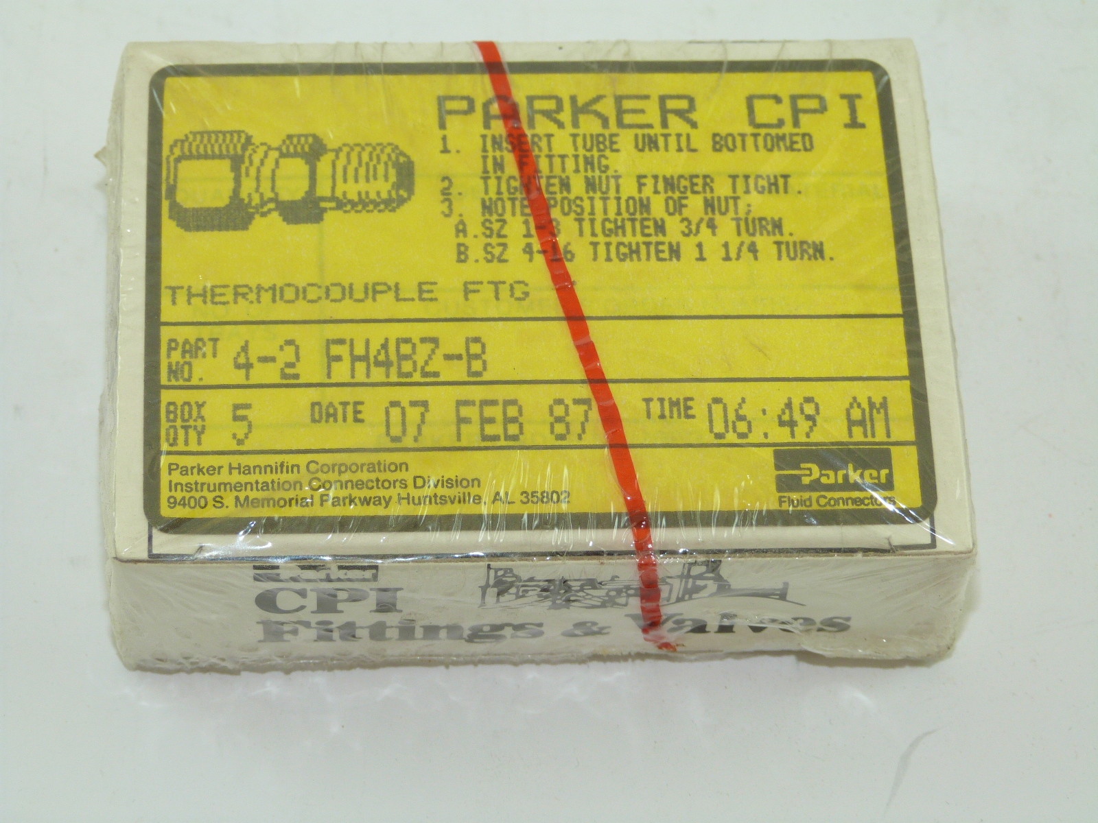 Parker 4-2 FH4BZ-B 42FH4BZB Tube Thermocouple Fitting Instrumentation ...
