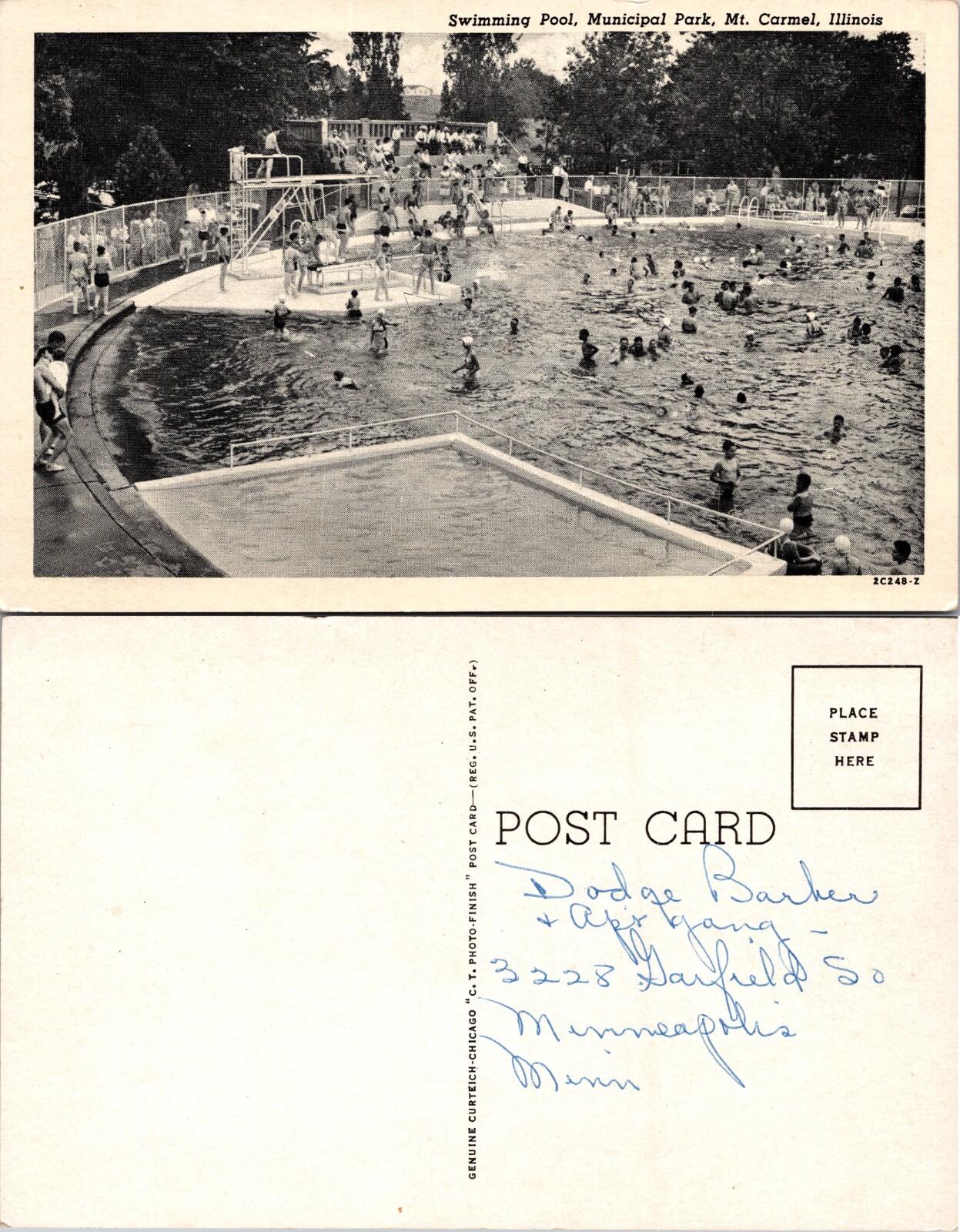 Swimming Pool Municipal Park Mount Carmel Illinois IL Postcard | eBay