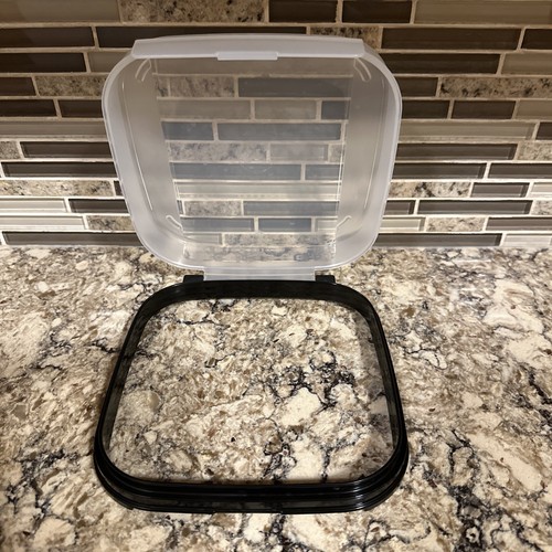 Tupperware Modular Mates Square Container #4 Hinged Clear Lid ..Never ...