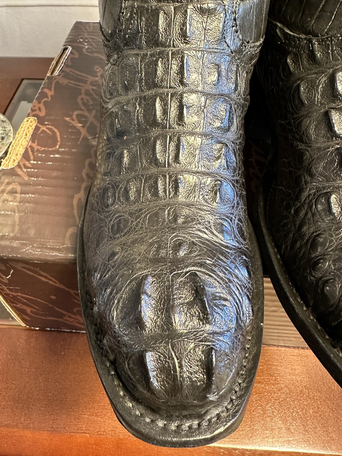 Cowtown Boots Full Exotic Black Alligator Hornback Custom Made Boots ...